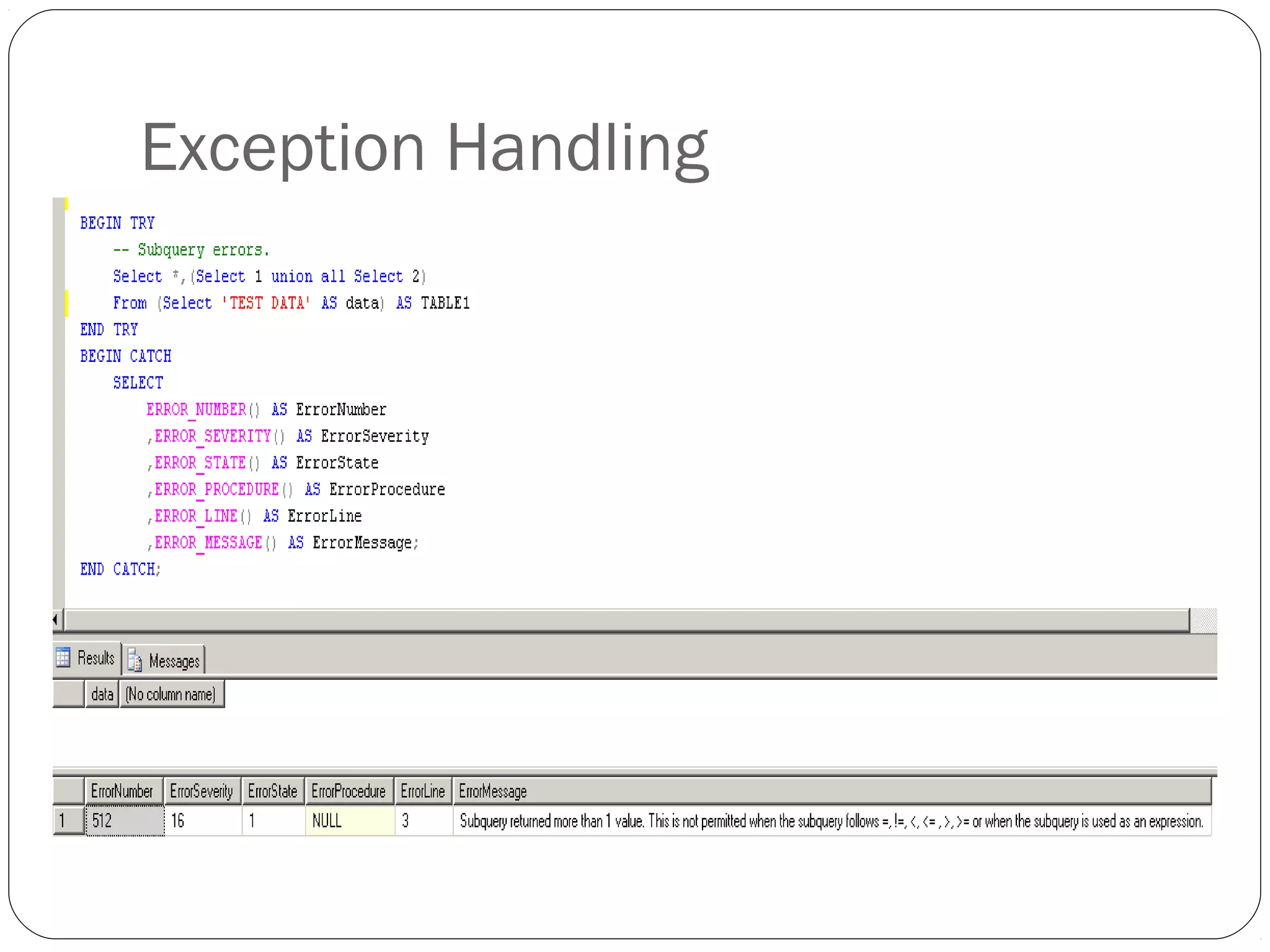 7a advanced tsql | PPT | Databases | Computer Software and Applications