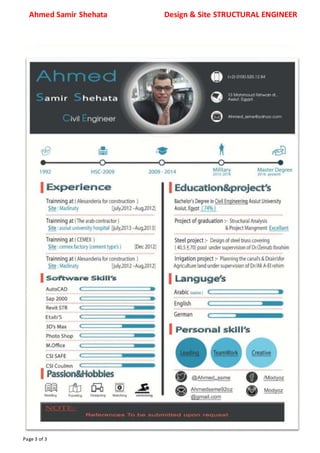 ahmed samir CV | DOCX | Civil Engineering Industry | Industries
