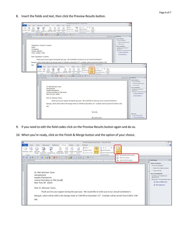 Office 2010 Mail Merge With Word and Excel by Jandy Warner | PDF