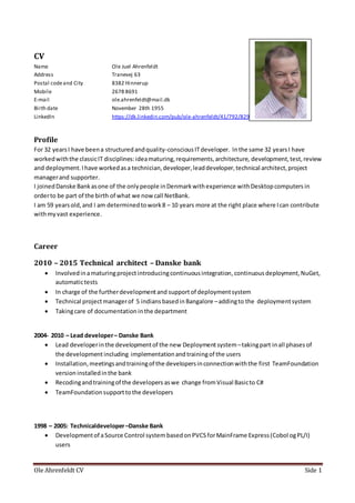 CV Ole Ahrenfeldt - English | PDF