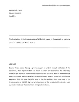 Paper #15 UNCLOS Implications for Africa_Chege | PDF | Environmental ...