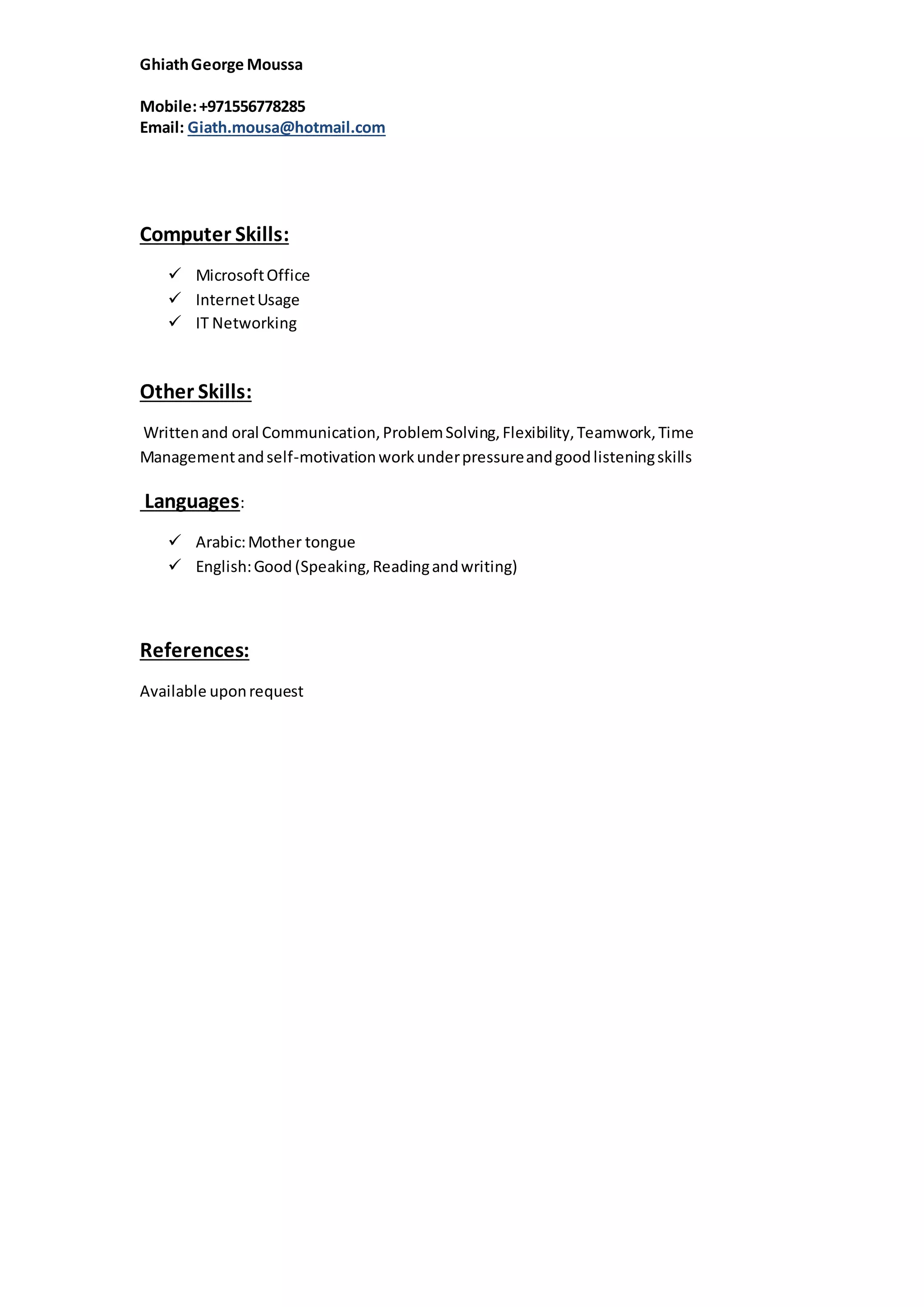 Giath Mousa CV | PDF