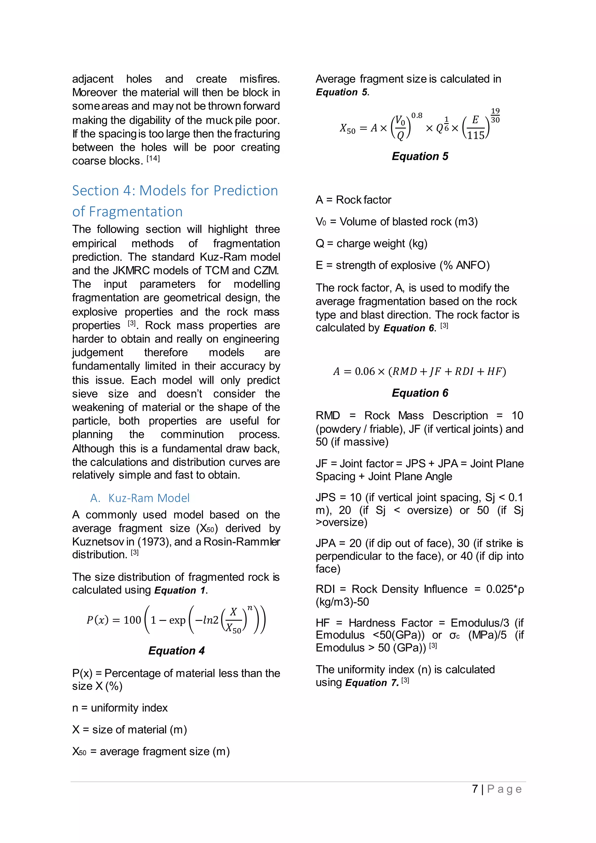 Control and Prediction of Blast Fragmentation and It's effect on the ...