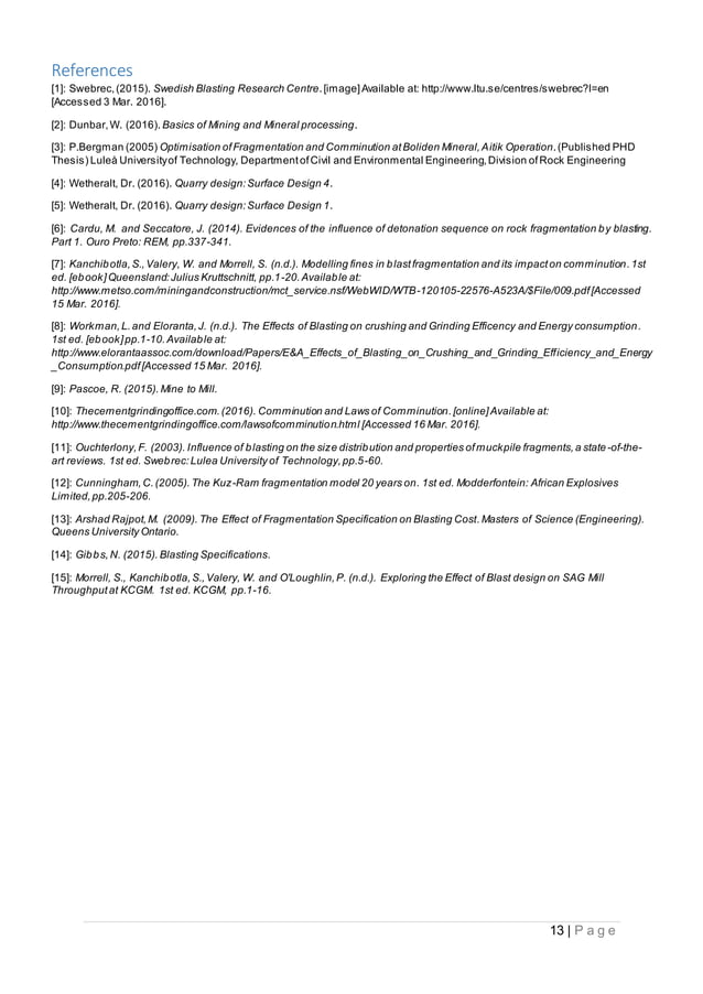 Control and Prediction of Blast Fragmentation and It's effect on the Comminution Process | DOCX ...