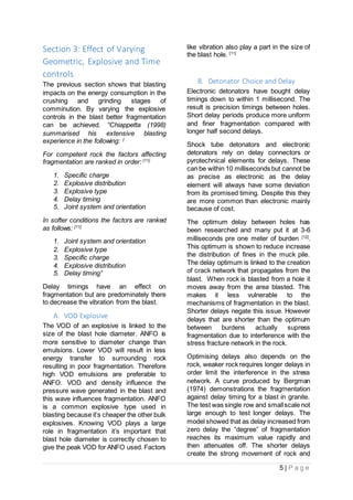 Control and Prediction of Blast Fragmentation and It's effect on the Comminution Process | DOCX