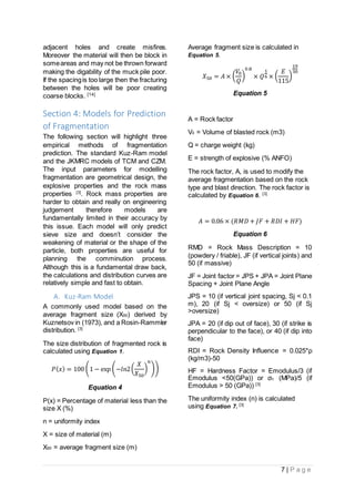 Control and Prediction of Blast Fragmentation and It's effect on the Comminution Process | DOCX