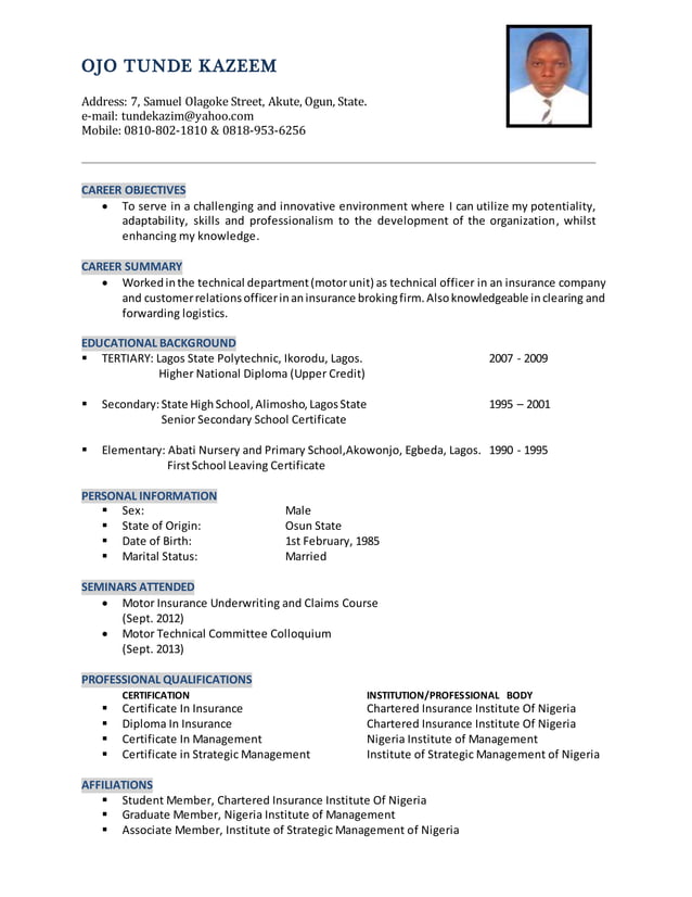 OJO TUNDE KAZEEM RESUME | PDF