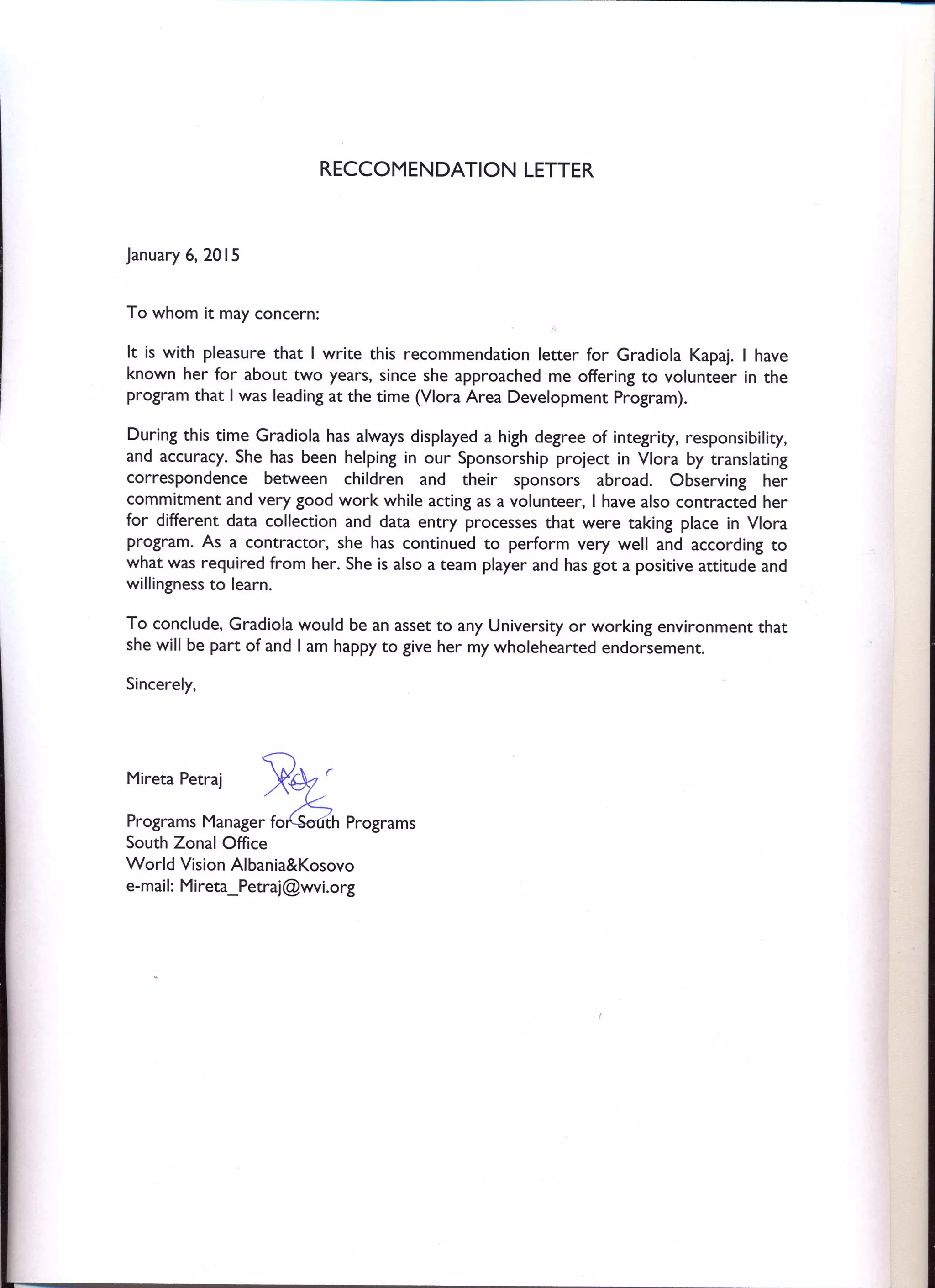 Reccomendation-Letter_Gradiola-Kapaj | PDF