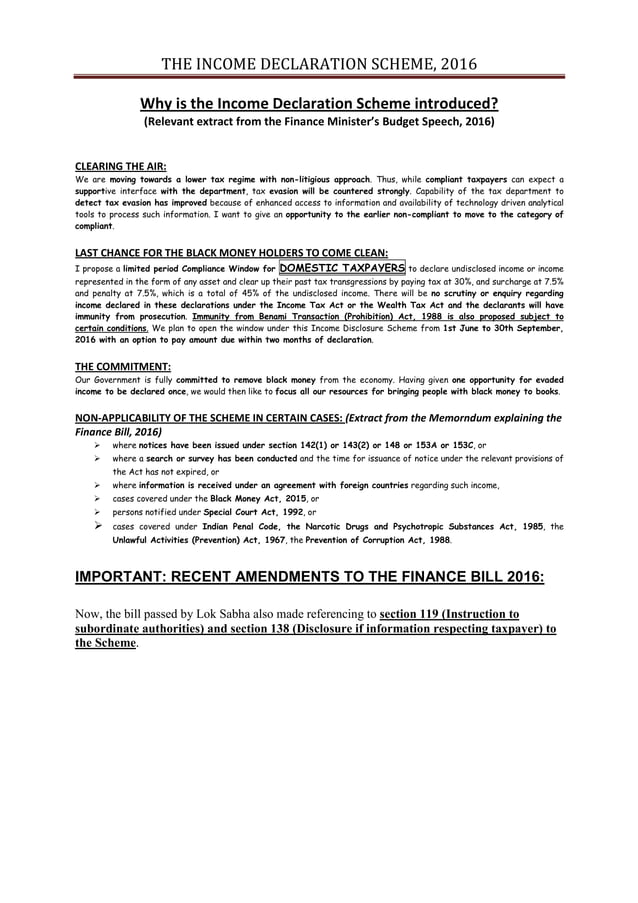 THE INCOME DECLARATION SCHEME, 2016 | PDF | Business Accounting ...