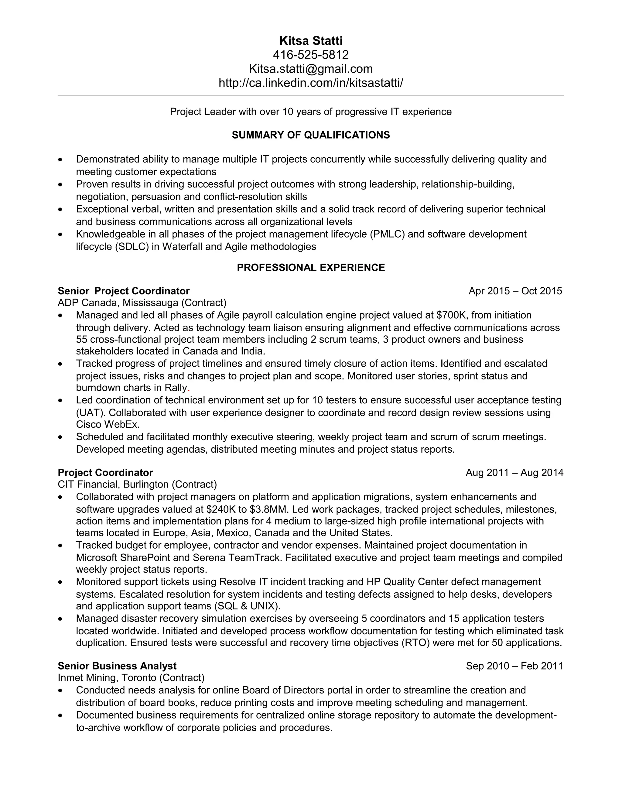 Resume Kitsa Statti | DOC