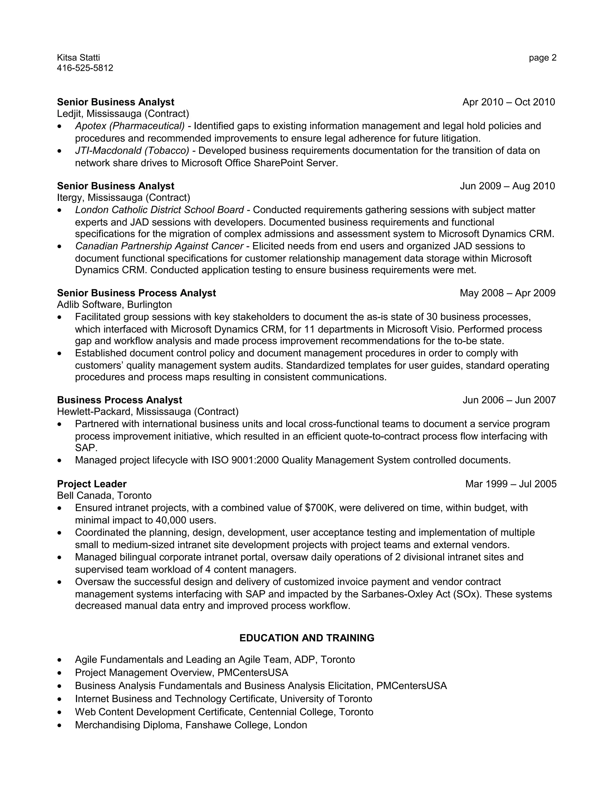 Resume Kitsa Statti | DOC