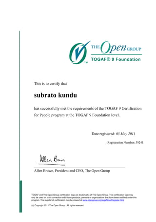 Togaf Certification at foundation Level | PDF
