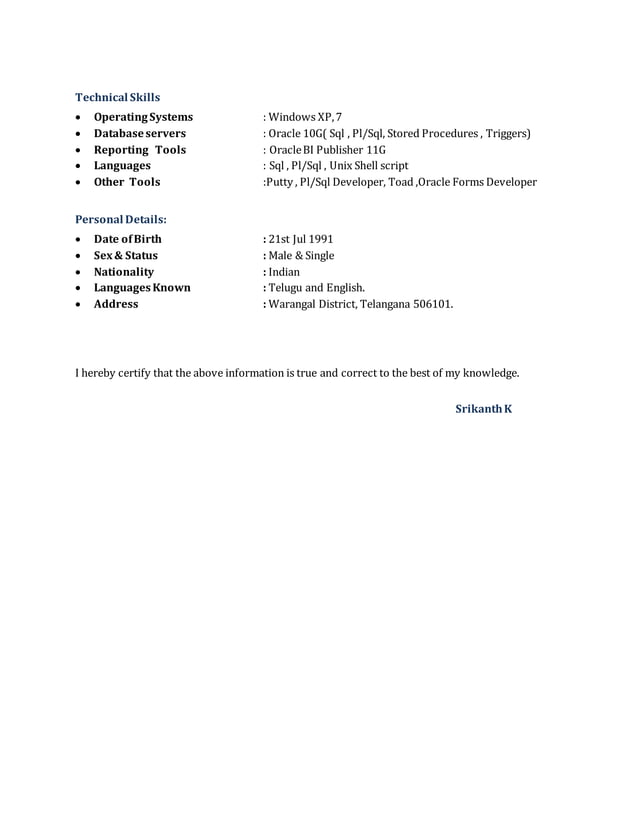Srikanth_Resume | DOCX | Computer Software and Applications | Computing