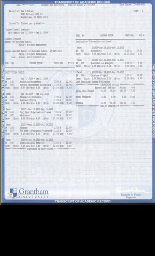 Official Graduate Transcripts | PDF