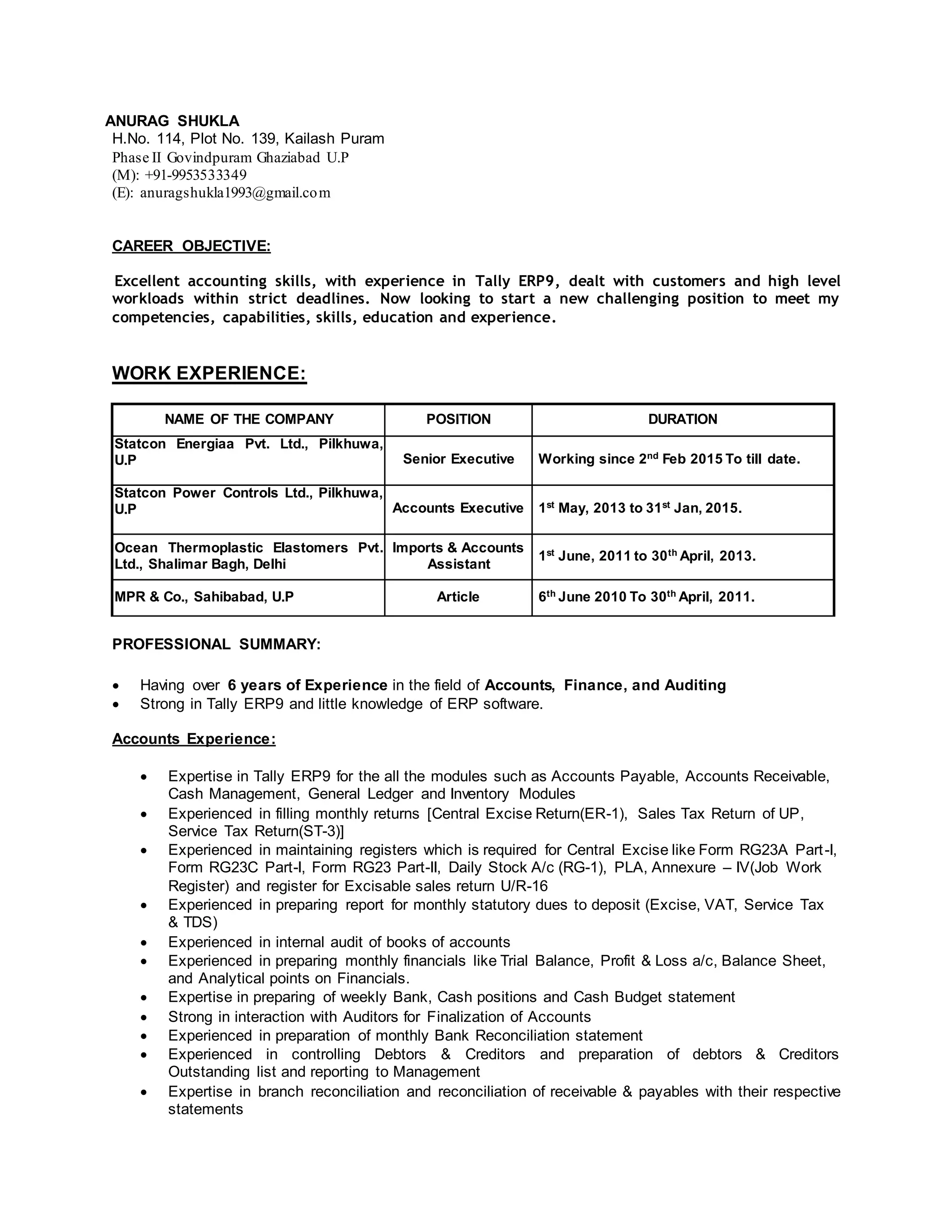 ANURAG SHUKLA RESUME | DOCX