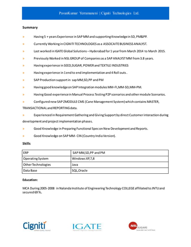 PAVAN KUMAR SAP EXP _5Years | PDF