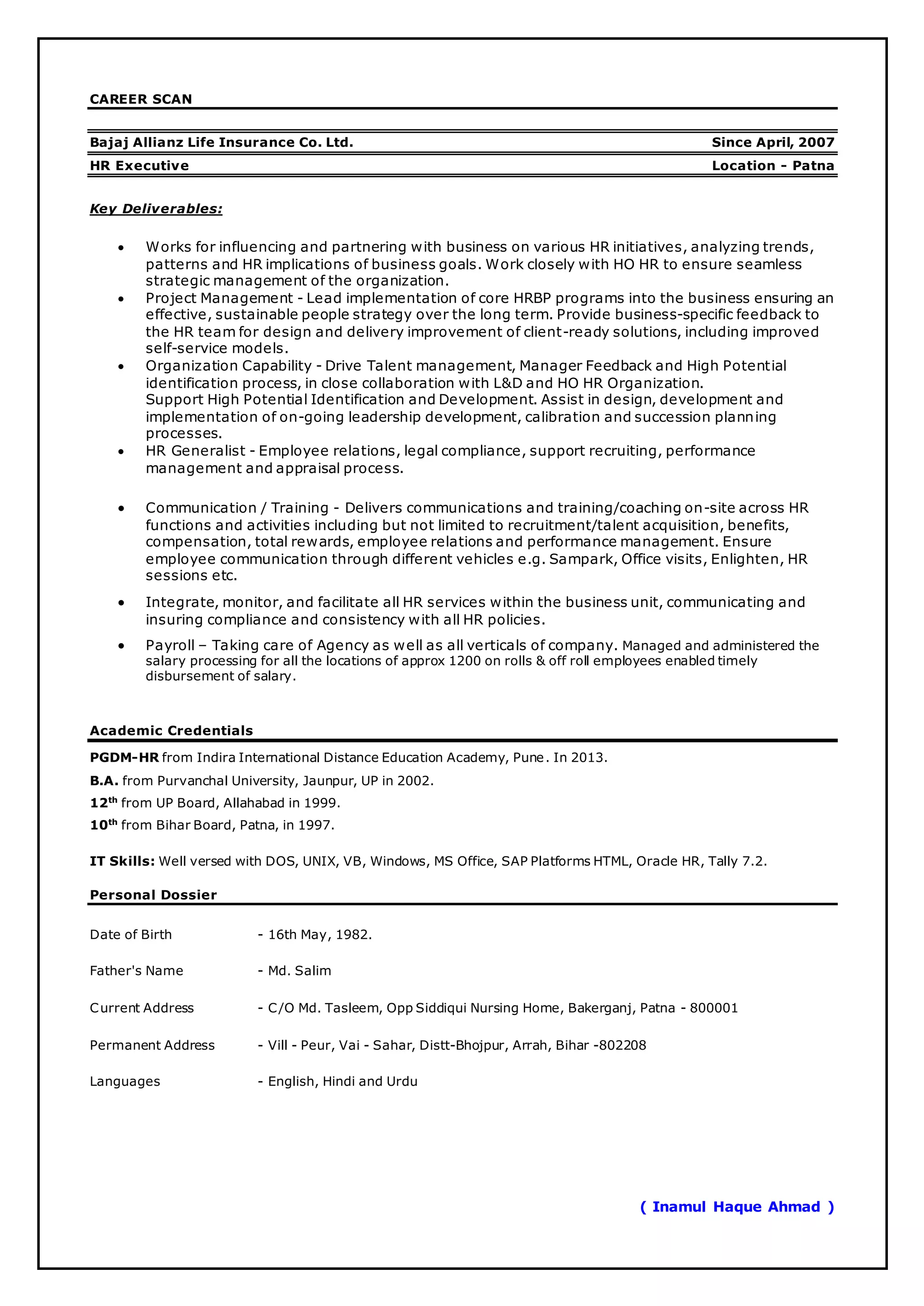 Inamul Haque Resume | DOCX