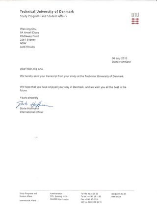 DTU Transcript Chu | PDF