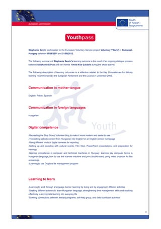 Stephanie Gentle Youthpass Certificate | PDF