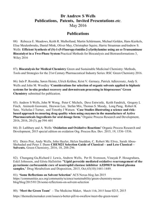 Andy Wells Publicatons May 2016 | PDF | Pharmaceutical Industry ...