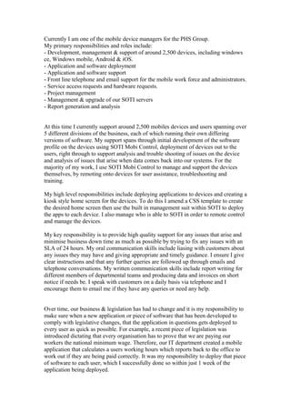 Personal Statement | DOC | Operating Systems | Computer Software and ...