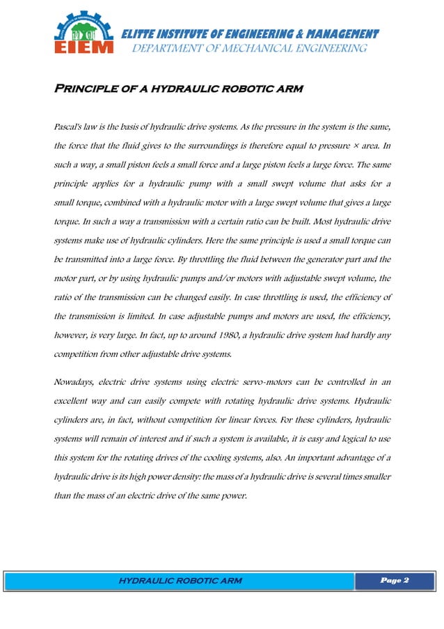 hydraulic robotic arm | PDF | Robotics | Technology & Computing