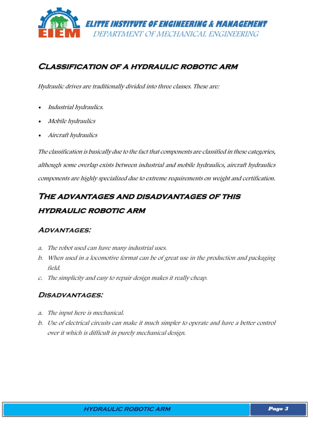 hydraulic robotic arm | PDF | Robotics | Technology & Computing