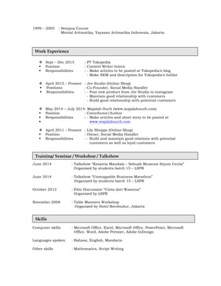 CURRICULUM VITAE - FLORENCIA HALIM | PDF