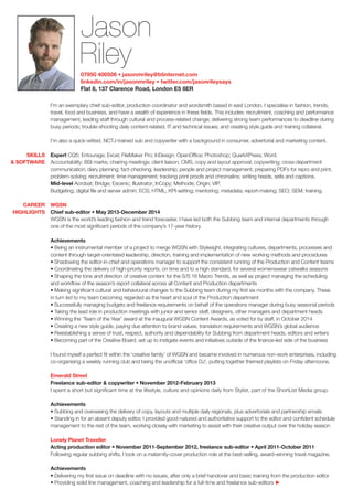 J Riley CV Dec 2014 | PDF | Desktop Publishing | Computer Software and ...