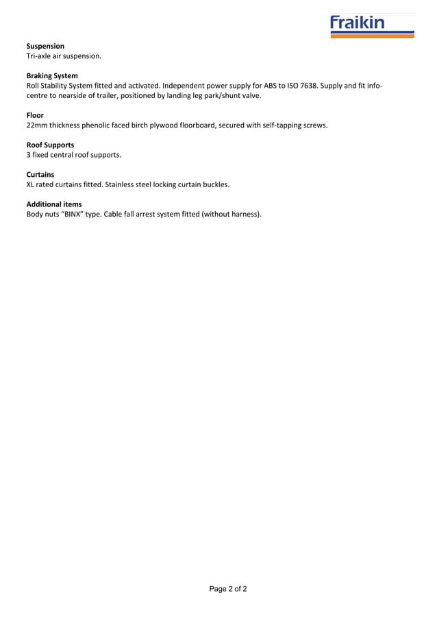 Don Bur Mega Cube Trailer Specification - No Deck | PDF