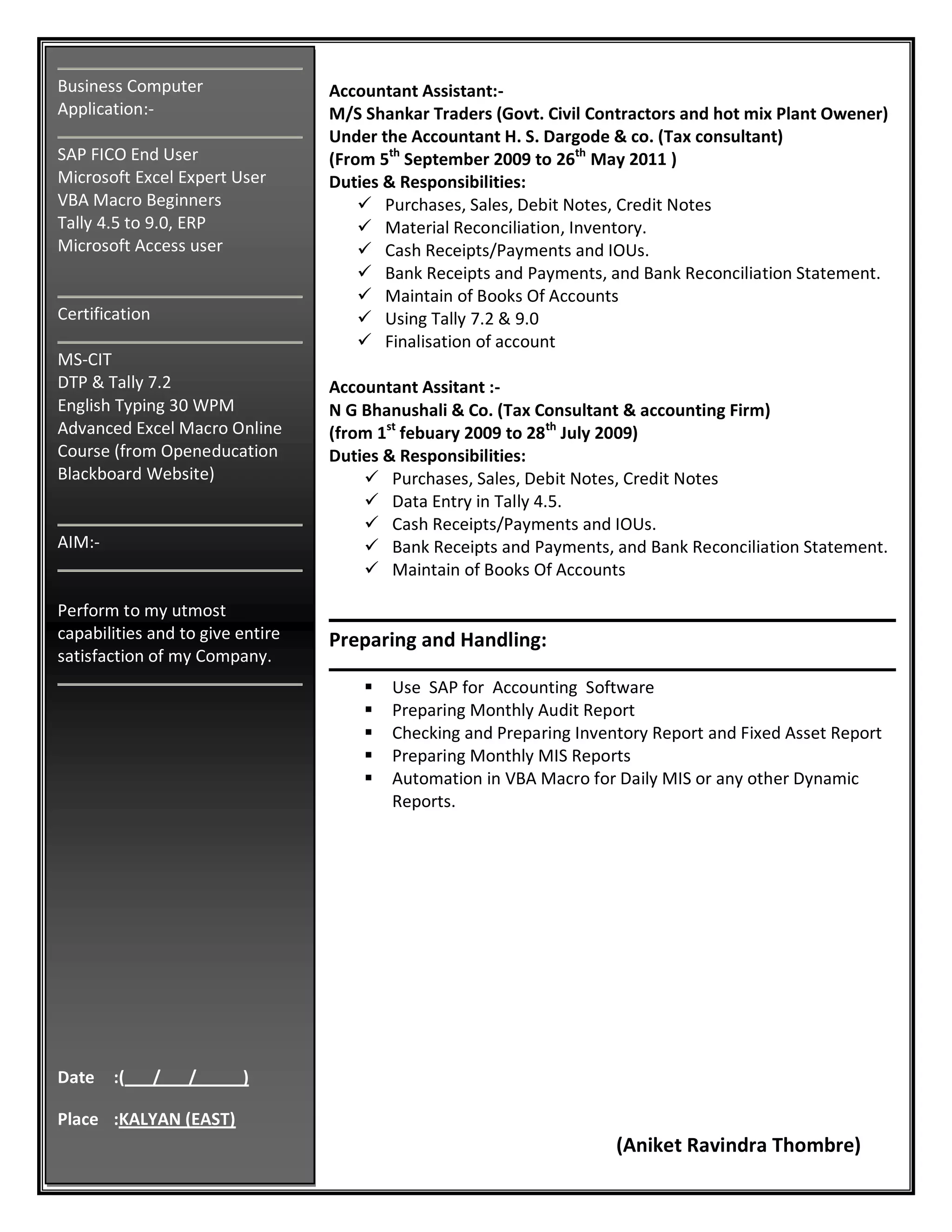 Aniket Resume with visual | PDF