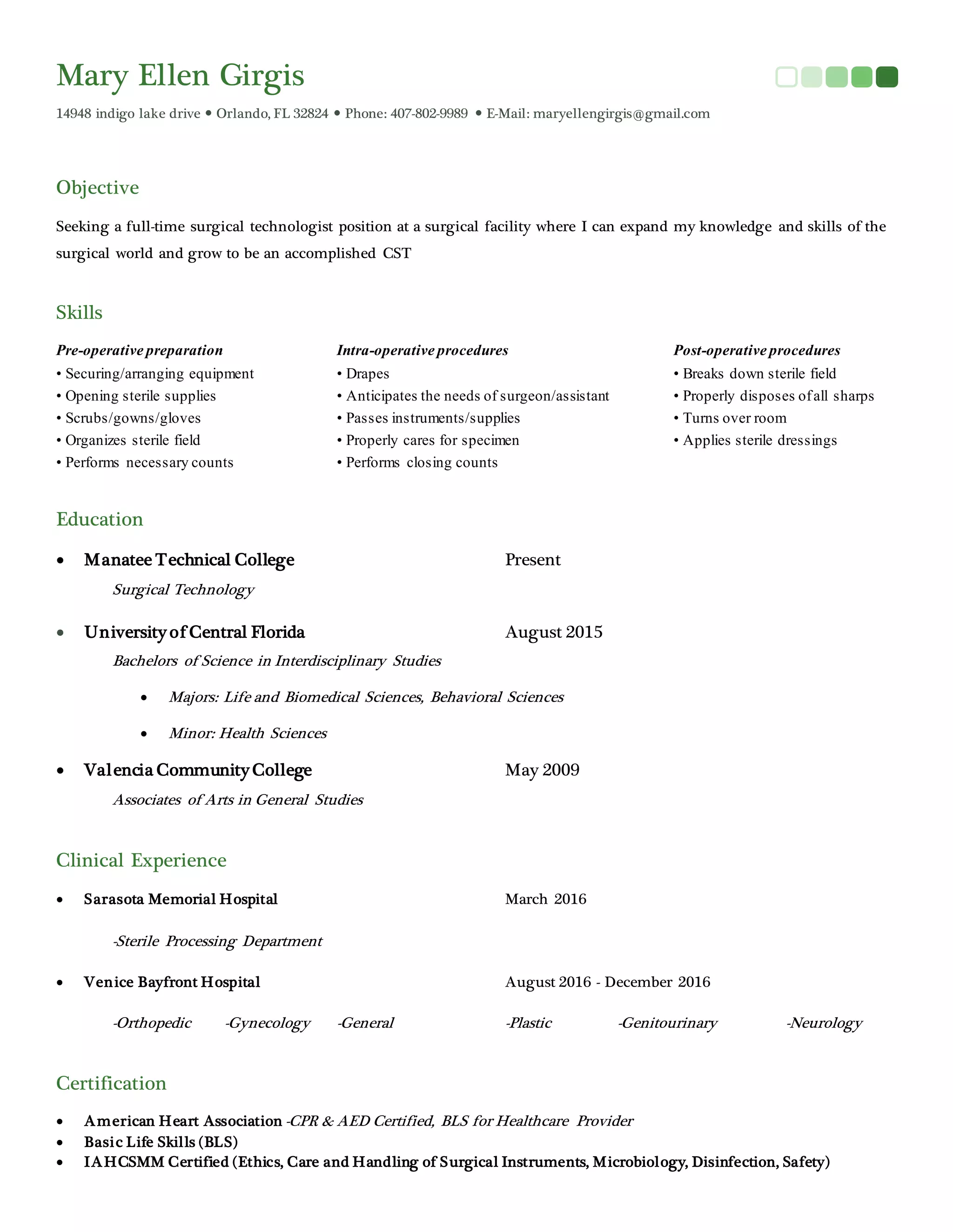 Mary Ellen Girgis CST Resume | PDF