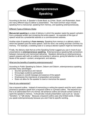 SC Extemporaneous Speaking Guidesheet | PDF