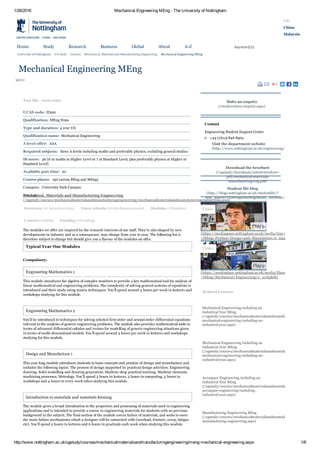 Mechanical Engineering MEng - The University of Nottingham | PDF