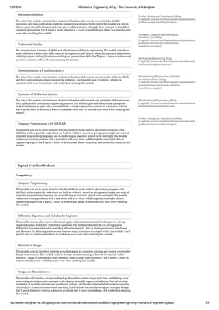 Mechanical Engineering MEng - The University of Nottingham | PDF