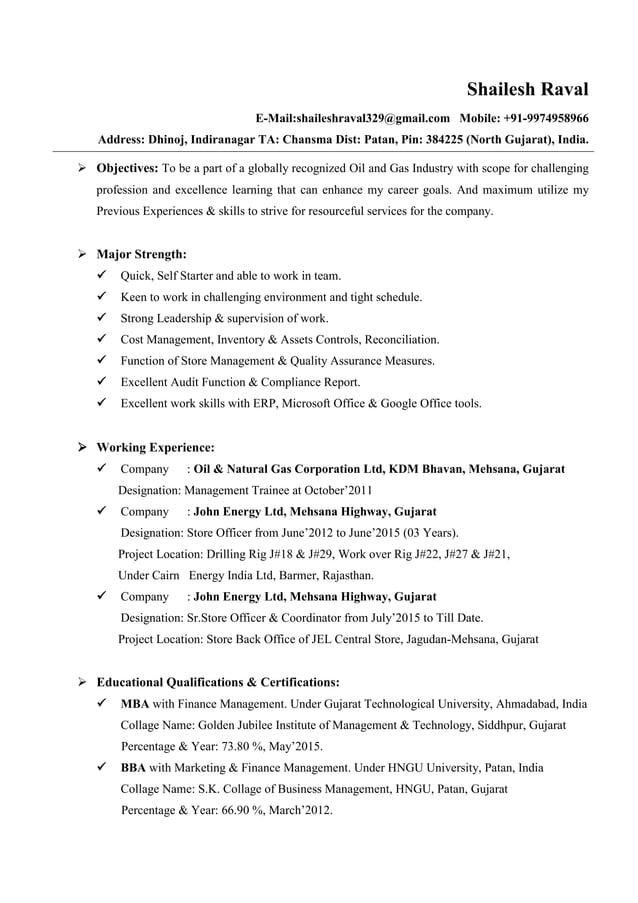 Resume-Shailesh final | PDF | Business Utilities | Business