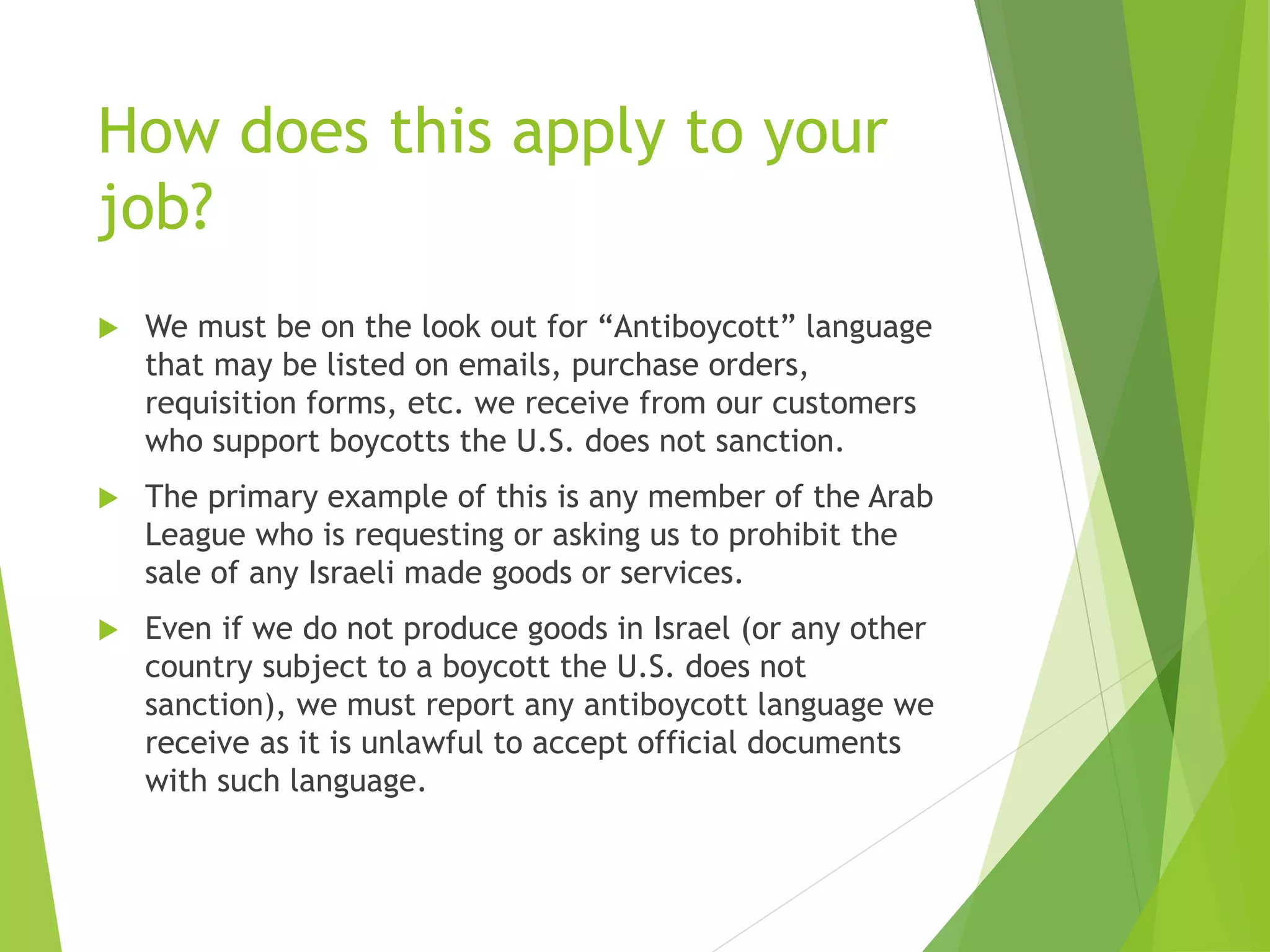 Anti-Boycott Compliance | PPTX