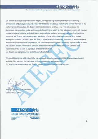 AIESEC Reference (English) | PDF