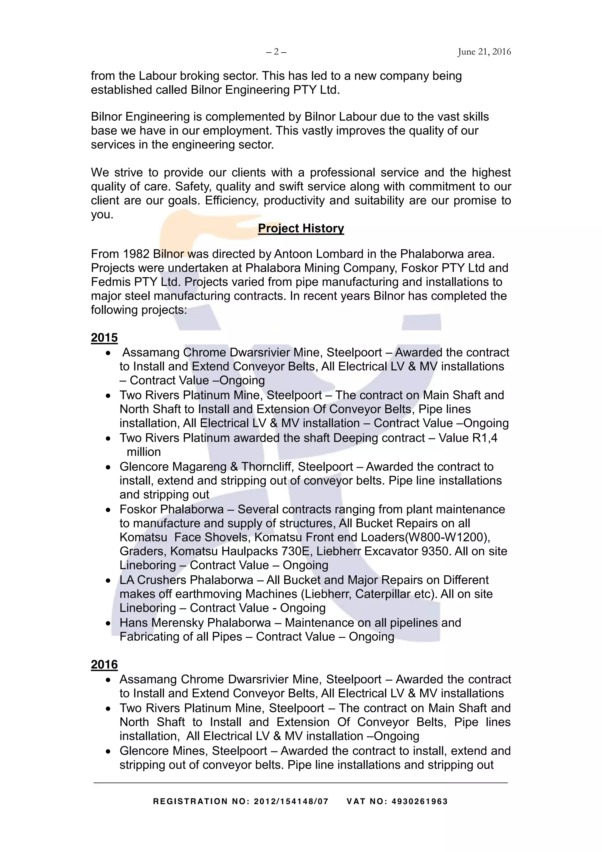 Bilnor Engineering Profile - latest | PDF