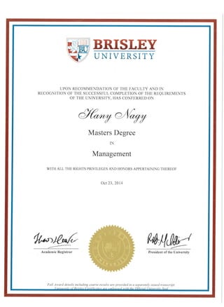 Masters Degree in Management | PDF