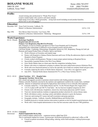 Wolfe Resume 2016 | DOC