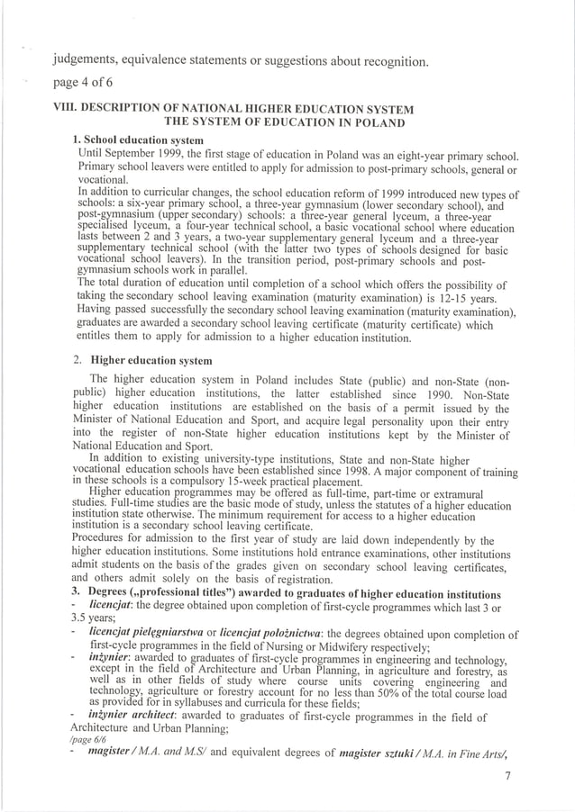 MSc Transcript and diploma (tanslation from Polish) | PDF