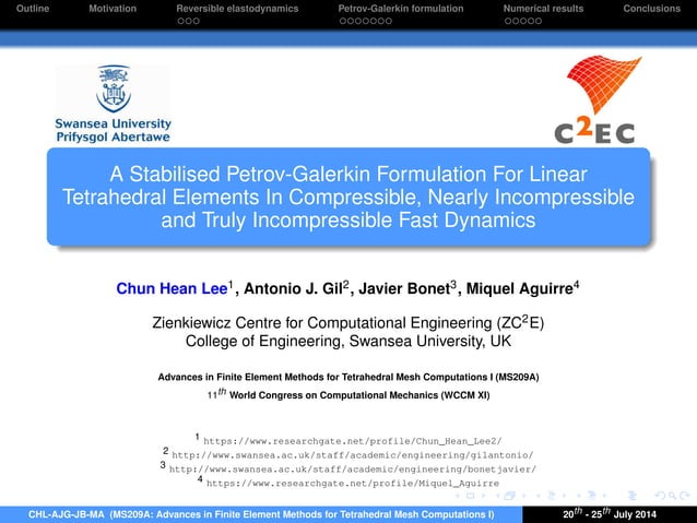 A stabilised Petrov-Galerkin formulation for linear tetrahedral elements in compressible, nearly ...