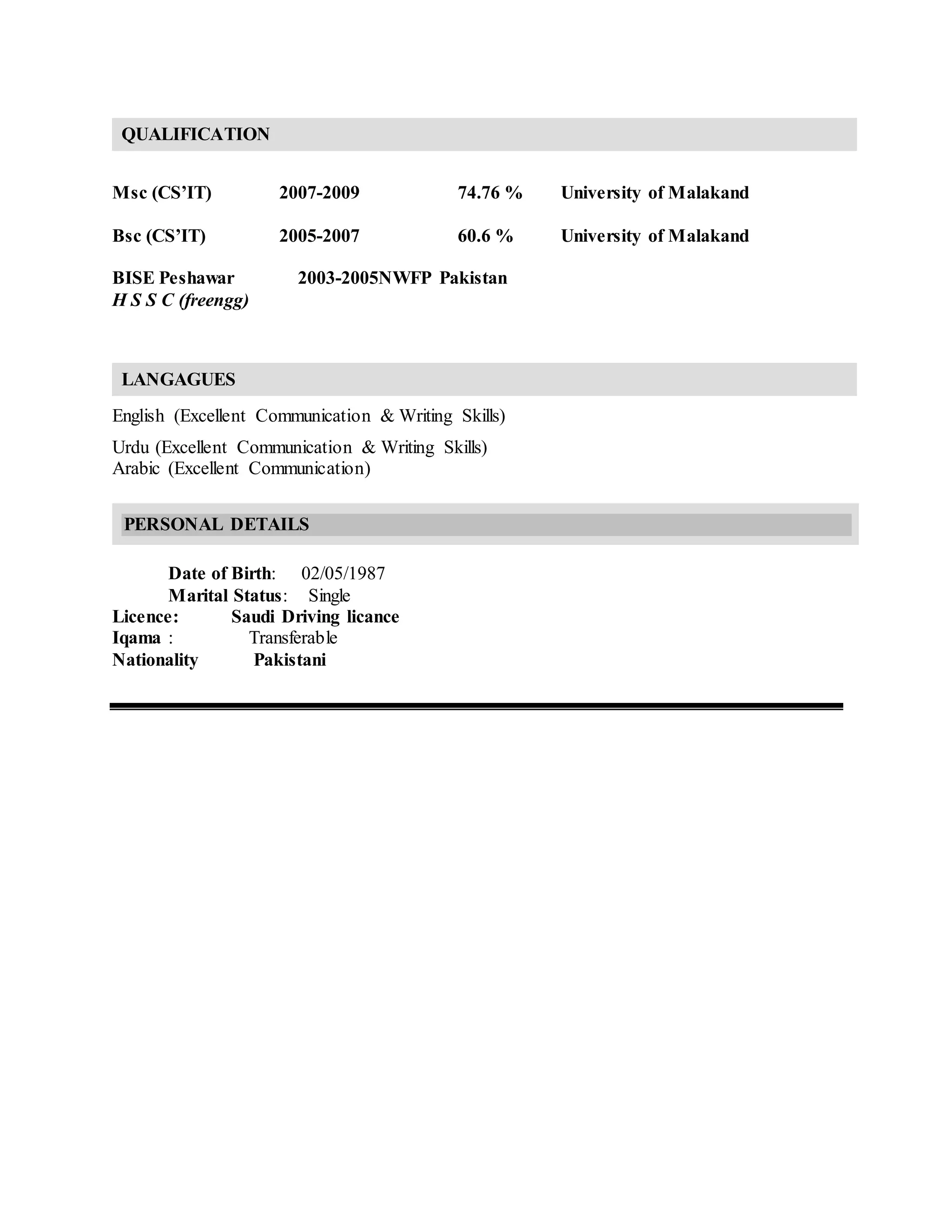 ifti cv (1) | DOCX | Computer Networking | Computing