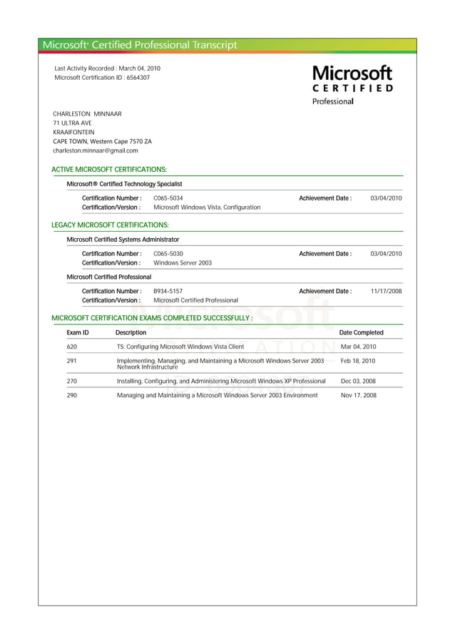 Microsoft Learning Transcript.PDF