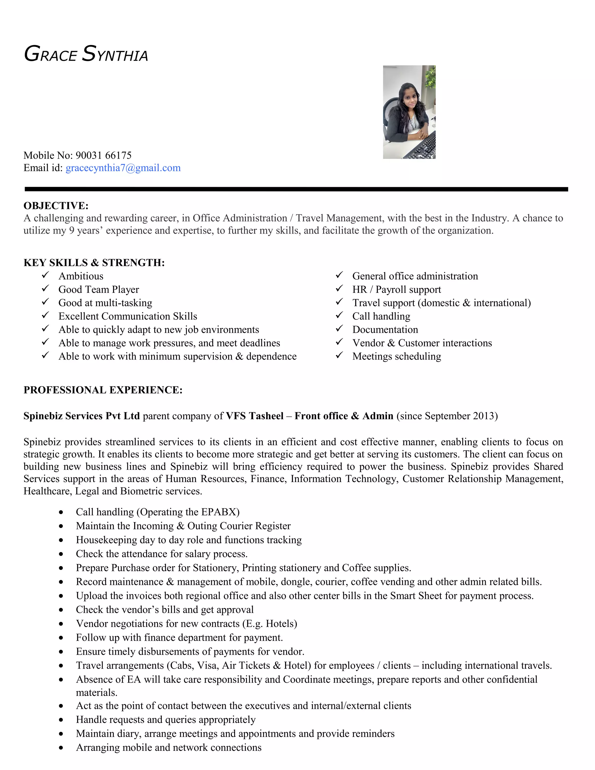 Grace Synthia - CV - Copy | PDF