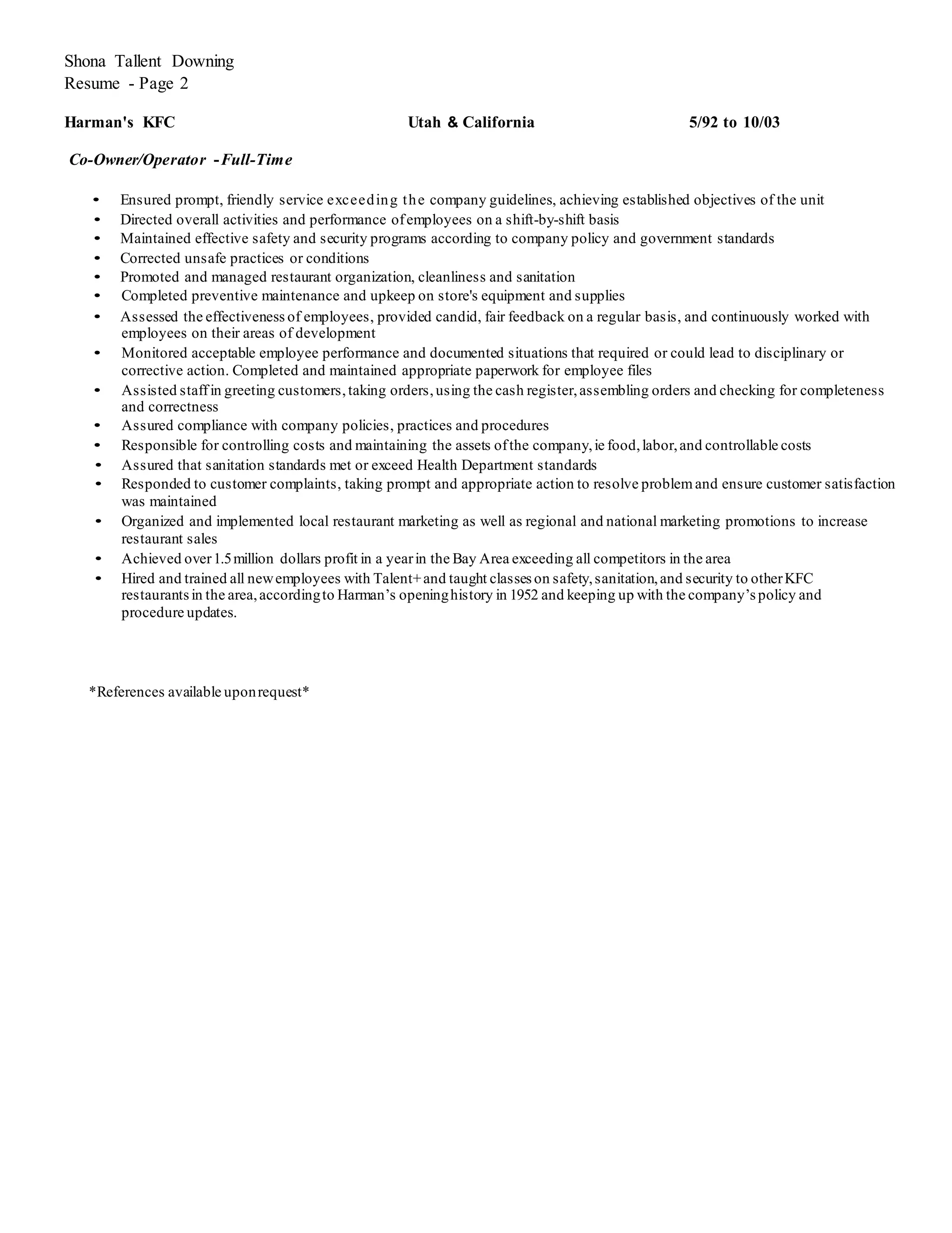 Shona Downing resume | DOCX