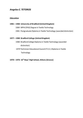 Angelos C. TETOROS - EDUCATION | DOCX