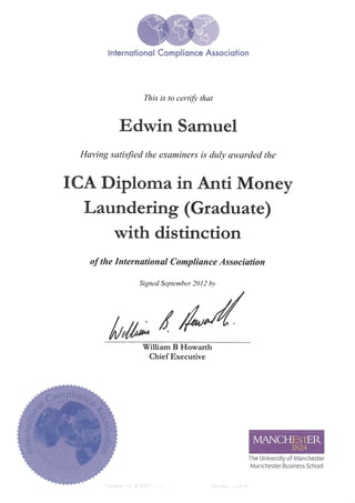 ICA DipAML Certificate | PDF