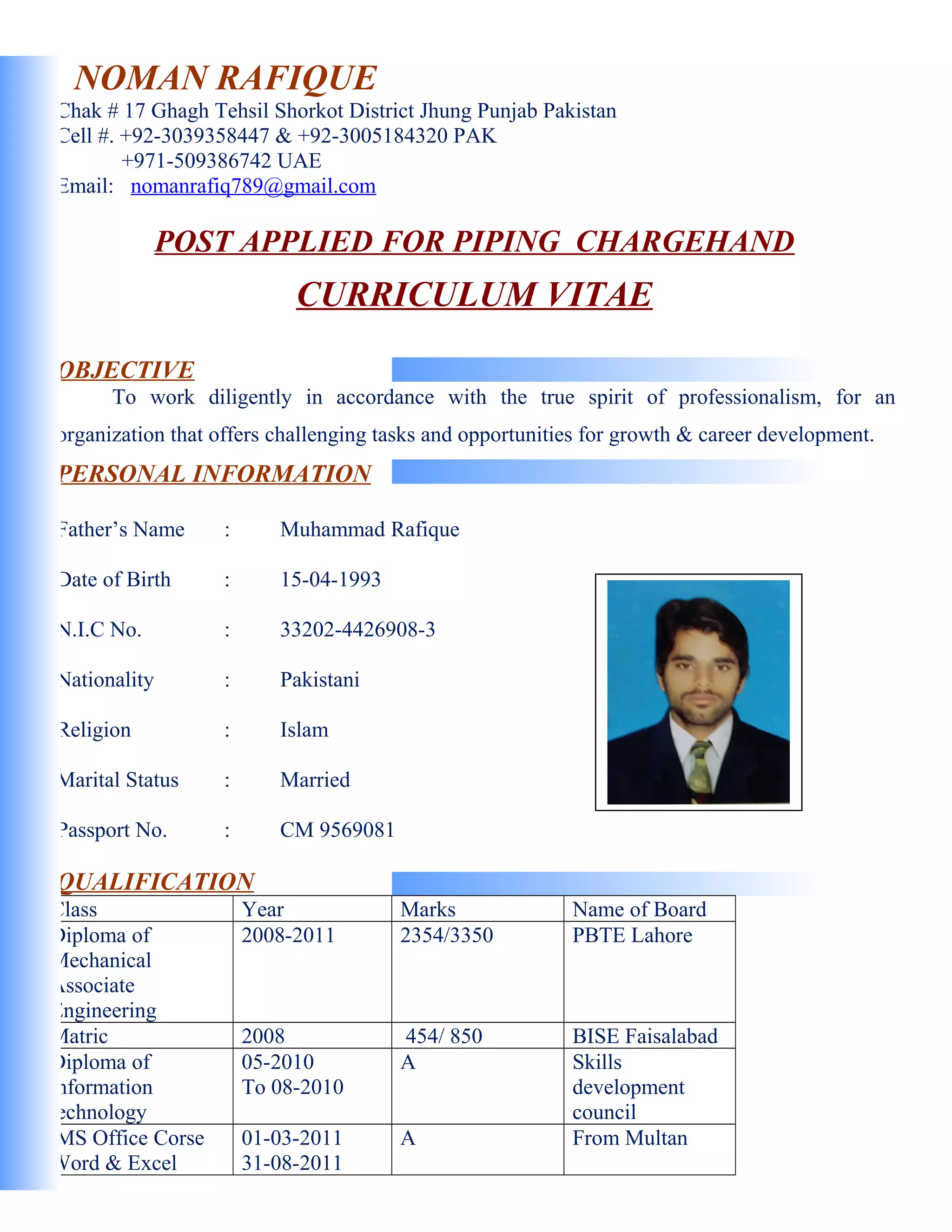 NOMAN CV(2) | PDF